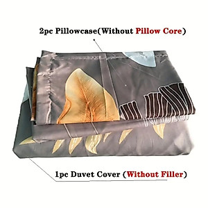 JAQWLL 3pcs Leaf Printed Duvet Cover Set - Soft and Cozy Bedding for All Seasons Twin