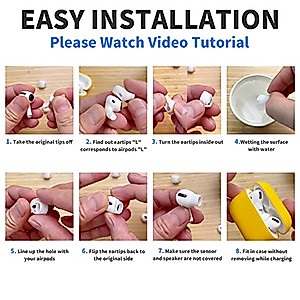 [Fit in Charging case] Replacement Ear Tips for airpods pro, Anti Allergic Silicone, Reduce Ear Pain,Noise canceling,Anti Scratches,Installation Guide (S/M/L)