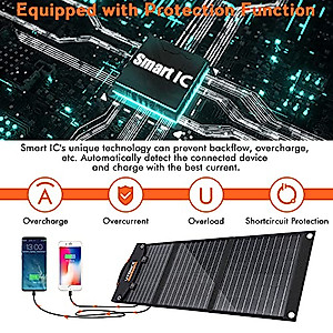 VTONCE 60W Solar Panel, Portable Foldable Solar Charger Kit with PD60W / USB QC3.0 / 18V DC Output for Power Station Generator, Phones, Laptops, Suitable for Outdoor, RV Travel, Camping and Home