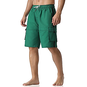 Nonwe Men's Swimming Shorts Lightweight Breathable Boardshorts with Drawstring Green 34