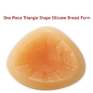 BMLen One Piece Triangle Silicone Breast Forms Mastectomy Prosthesis Bra Enhancer Inserts Concave Bra Pads (Nude 1, 600g (DD cup))
