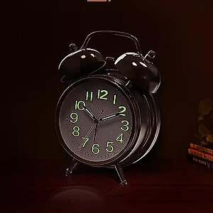 Analog Alarm Clock Alarm Clock, Non Ticking, Silent Bedside Clock with Two Bells Loud Alarm for Heavy Sleepers, Bedside Alarm Clock for Decor and Gifts Kids Alarm Clocks (Color : Brass)