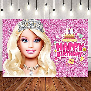 Withu Pink Backdrop for Girls Lady Women Birthday Party Sparkle Cake Table Decor Photoshoot Studio Video Photography Background Banner Photo Props