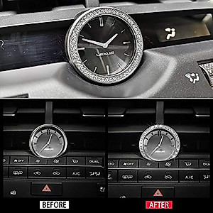 CARFIB Car Interior Bling Accessories for Lexus NX NX200 NX300 F Sport AWD FWD Clock Ring Time Decals Stickers Covers Cap Parts Decoration Trim Men Women Zinc Alloy Crystal Sparkly Cute Silver