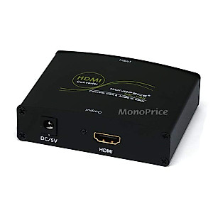 Monoprice 104629 VGA and R/L Stereo Audio to HDMI Converter with DC Adapter, Black