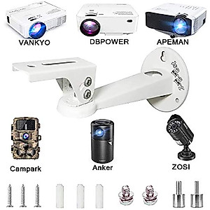 2-Be-Best Mini Projector Wall Mount 360°Rotation 7.8” Length 11 lbs Load Projector Hanger with Screw Thread Adapters Mini Projector Camera Camcorder Mount White