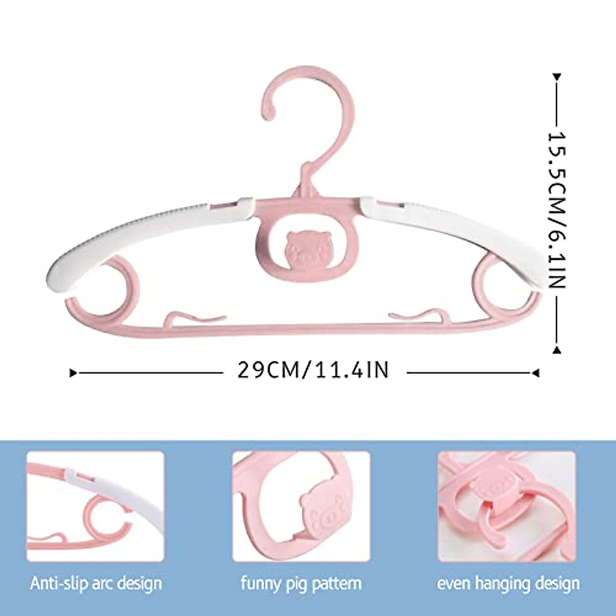 Baby Hangers,20 Packs Adjustable baby hangers for nursery,Non-Slip and Extendable Child Hangers for all children Adjustable Baby Nursery Closet Hangers