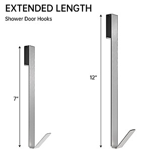 Linone 12 in Shower Door Hooks, Towel Hooks for Bathrooms, Shower Hooks for Towels, Heavy Duty Drilling-Free Extended Over Door Towel Hooks for Frameless Glass Shower Door, 3 Pack