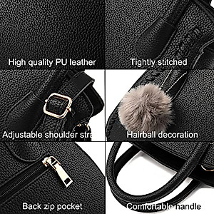 XingChen Purses and Handbags for Women PU Leather Top Handle Satchel Ladies Shoulder Tote Bags(Black)