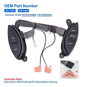 WMPHE Cruise Control Switch Buttons Steering Wheel Mounted Compatible with 1998-2003 Ford Ranger Explorer F150 Mercury Mountaineer Mazda B3000 Replacement for F87Z-9C888-BB F87A-9D809-BA