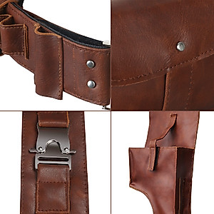 WeizhaonanCos Men Mandalorian Belt with Holster Adjustable Belt Brown Leather Halloween Cosplay Prop (Large)
