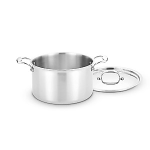 Heritage Steel 8 Quart Stock Pot with Lid - Titanium Strengthened 316Ti Stainless Steel with 5-Ply Construction - Induction-Ready and Fully Clad, Made in USA