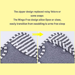 aQuooky Baby Blanket Sack with Arms Free Design,Transition to Arms Free Wearable for Newborn Girl and Boy,Medium 3-6Months, Grey Color