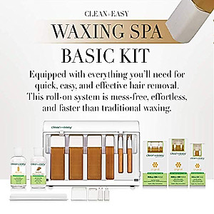 Clean + Easy® Waxing Spa Basic Kit (120V), Top Pick Complete Face and Body Hair Removal Essentials for a Smooth, Flawless, Hair-Free Skin for Weeks