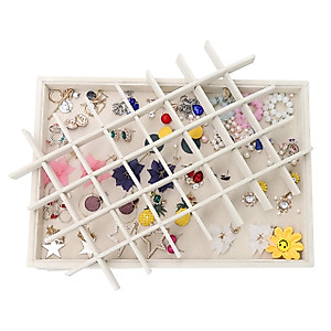 Stratalife Earring Organizer Stackable Jewelry Tray Drawer Organizer Removable Display Tray Organizer for Jewelry Necklace Earring Drawer Insert (40 Grid)