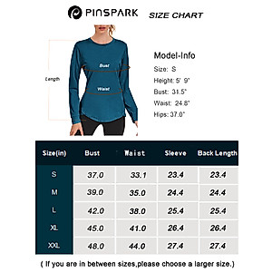 PINSPARK Long Sleeve Workout Tops for Women Yoga Shirts Crewneck Athletic Gym Running Sport Casual T-Shirt Black X-Large