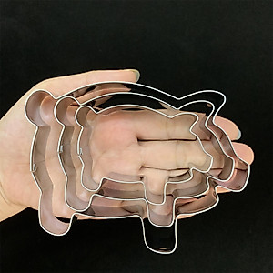 Pig Cookie Cutter Set-Size 4.7" 3.8" 3.0"-3 Piece-Dishwasher Safe Animal Fondant Cookie Cutters for Baking