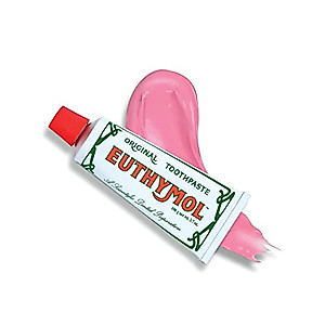 [Euthymol] Natural Flouride-Free Formula/Strong Mint Flavor for Fresh Breath, 3.7 oz | Classic Pink Toothpaste for Fresh Breath, Plaque & Tartar Remover | Travel Size Aluminum Recyclable Tube