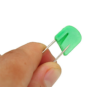 UZZO 50 Pack Colorful Safety Pins Baby Child Infant Kids Plastic Head Cloth Diaper Pins Safety Safe Hold Clip Locking Cloth Stainless Steel Traditional Safety Pin,Color Random Send