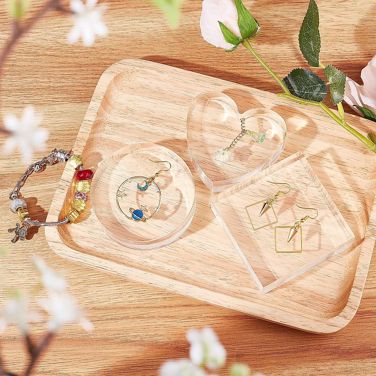 FINGERINSPIRE Clear Polished Acrylic Square Display Block Acrylic Jewelry Display Stand Ring Showcase Display Holder 1" x3" x3"