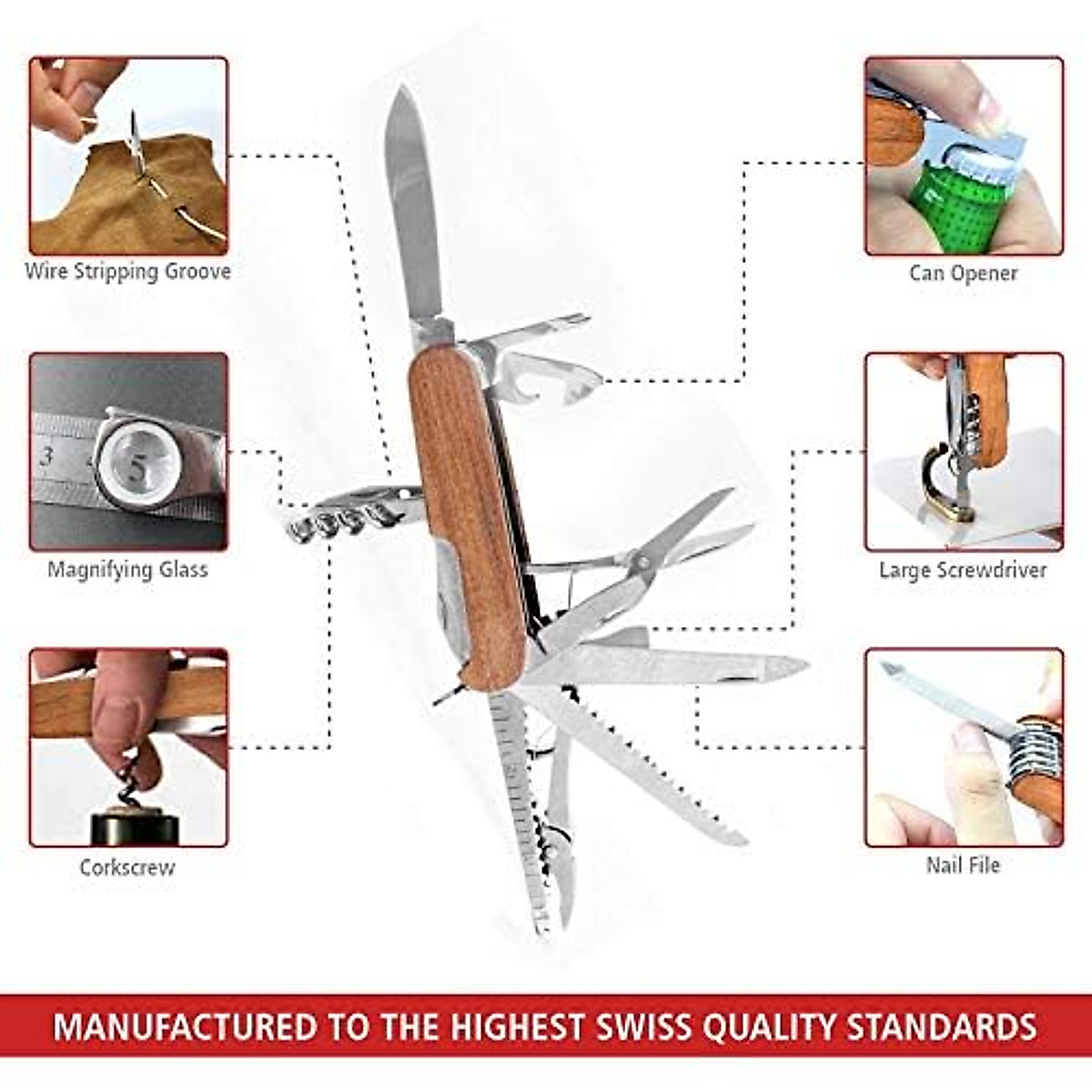 Swiss Eagle Classic Multi-Tool Army Knife - Packs 30 Tools In Your Pocket