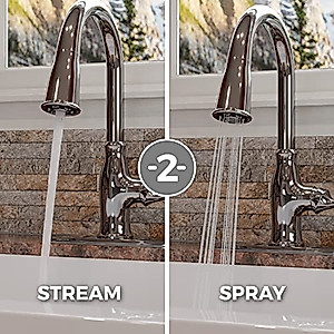 Pfister Rosslyn Kitchen Faucet with Pull Down Sprayer and Soap Dispenser, Single Handle, High Arc, Polished Chrome Finish, F5297RSSRC