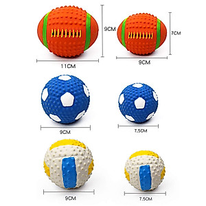 hionre Dog Cat High Elastic Cotton Stuffed Latex Ball Toy Sounding Soccer Rugby, Safe and Durable Teeth Cleaning Tool Pet Accessory - S 4