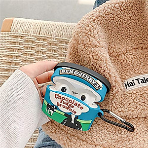 Ultra Thick Soft Silicone Case for Apple AirPods Pro 2019 with Keychain Hook Chocolate Ice Cream Cup 3D Cartoon Food Shaped Cute Lovely Fun Funny Unique Creative Cool Kids Girls Women Teens