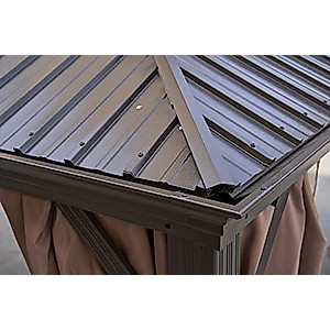 DHPM 12 x 12 FT Outdoor Patic Canopy Gazebo, Roof Iron Gazebo with Steel Canopy, Outdoor Waterproof Patio Gazebo with Curtains and Netting for Gardens, Patio, Party Canopy