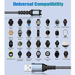 Garmin Watch Charger Cable [2-Pack,4ft] Compatible with Garmin Fenix 5 5S 5X 6 6S 6X Plus Pro 7 7S 7X, Forerunner 945 45 45S 245 Music,Approach S10 S40 S60 G12 S12 S42,Vívoactive 3 4 4S,Venu 2 2S Plus