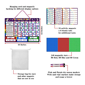 Chore Chart for Kids, USFY Strong Magnetic Dry Erase Responsibility Chart for Multiple Kids, Good Behavior Reward Chart for Wall or Refrigerator at Home(Purple)