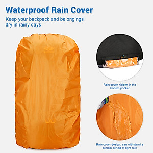 HUIOP hiking backpack, 50L Hiking Backpack Waterproof Camping Backpack with Rain Cover Travel Day Pack Bag with Shoe Compartment for Outdoor Backpacking Climbing