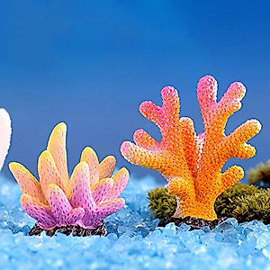 Danmu 10Pcs of Random Style Polyresin Coral Ornaments, Aquarium Coral Decor for Fish Tank Aquarium Decoration Approx. 1.7" in Height