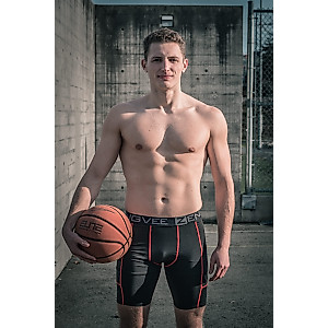 ZENGVEE Compression Shorts Men 3 Pack with Pocket Running Short Mens Gym,Workout,Cycling,Swimming,Yoga,Climbing,-(1011-3Black-Grey-XL)