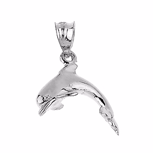 925 Sterling Silver High Polish Jumping Dolphin Pendant