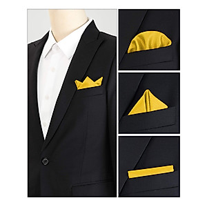 Allegra K Men's Pocket Squares Solid Color Classic Textured Handkerchiefs for Wedding Business One Size Yellow