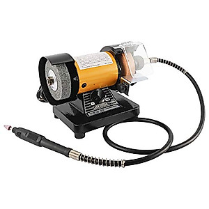3" Multipurpose Mini Bench Grinder Polisher with 31" Long Flexible Shaft and Accessories, Variable Speed Dial 0-10000 RPM, 110V 150W Single Phase Motor