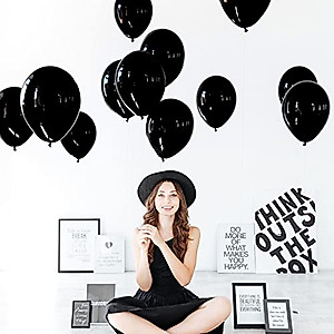 100PCS Black Balloons 12 Inches Latex Premium Quality Black Themed Balloons, Black Balloon for Birthday Party, Wedding Decorations, Baby Shower Graduation, and Graduation Decorations
