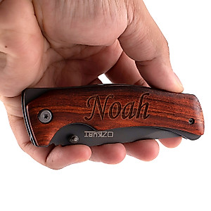 Gifts for Men, Personalized Pocket Knife with Name - Customized Folding Knife with 2 Lines of Text, Dad Gifts from Son, Daughter - Gifts for Husband, Grandpa