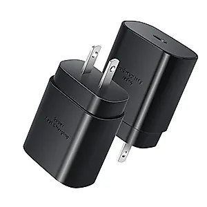 USB C Wall Charger, Excgood 25W Super Fast Charging Wall Charger Compatible for Galaxy S23 Ultra S22 S21 FE S20 A53 A23 A14 Z Flip4 Fold4 3, Note, Pixel 6 Pro 7 and More Type C Devices (2Pack)