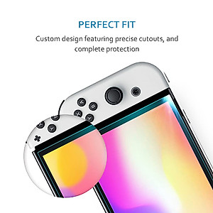 TJS [2 Pack Screen Protector Tempered Glass for Nintendo Switch OLED Model 2021, [Works While Docking] - 0.3mm Thickness/Bubble Free/Ultra Clear/9H Hardness/Anti-Scratch/Anti-Fingerprint (Clear)