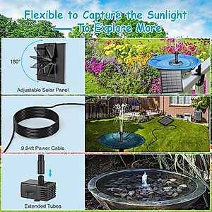 GAIZERL Solar Fountain Kits, 2024 Upgrade 1.8W Glass Panel Solar Water Pumps, Adjustable Small Solar Powered Bird Bath Fountain Pump with 9.84ft Cable, 9 Nozzles for Garden, Humingbirds, DIY Fountains
