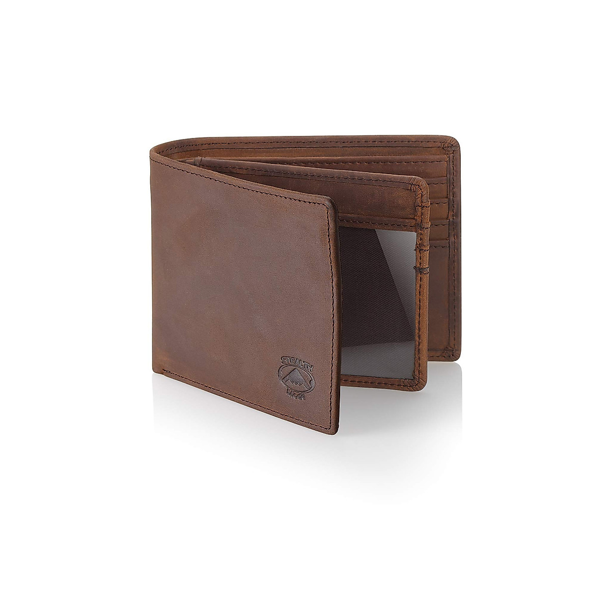 Stealth Mode Leather Bifold Wallet for Men With ID Window and RFID Blocking