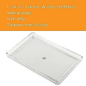 Rectangle Durable Acrylic Collection Serving Trays & Platter for Kitch, Beverage, Drink, Food or Bathroom (Clear 34x22x2.5cm)