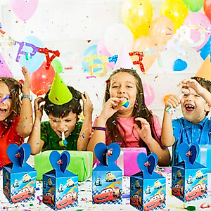 Laputy 18Pcs Race Car Party Favor Goodie Boxes Lighting McQueen Car Candy Treat Boxes Party Supplies Snack Cookie Container Happy Birthday Rewards Bag Baby Shower Themed Party Favors for Boys