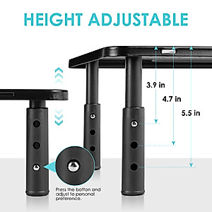 Across-Star 2 Pack Desktop Computer Riser For Monitor With Pen Slot,3 Height Adjustable Monitor Stand Riser With Airflow Vents, Metal Desk Riser Shelf Organizer For Laptop Printer TV(Black)