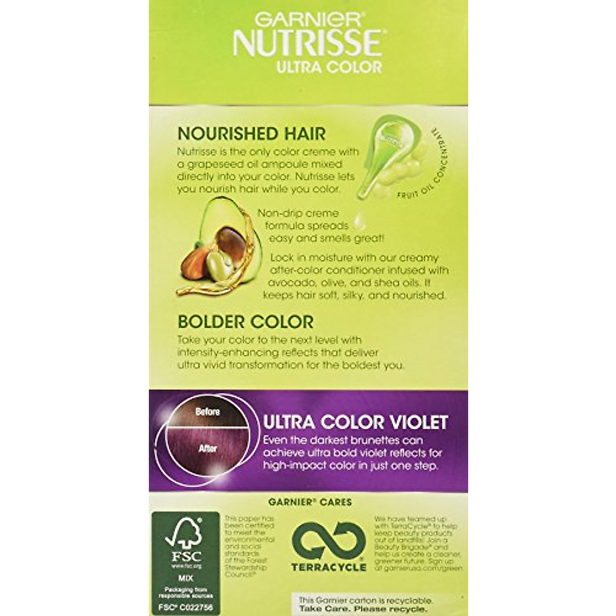 Garnier Nutrisse Ultra Color Nourishing Hair Color Creme, V2 Dark Intense Violet (Packaging May Vary), Pack of 1