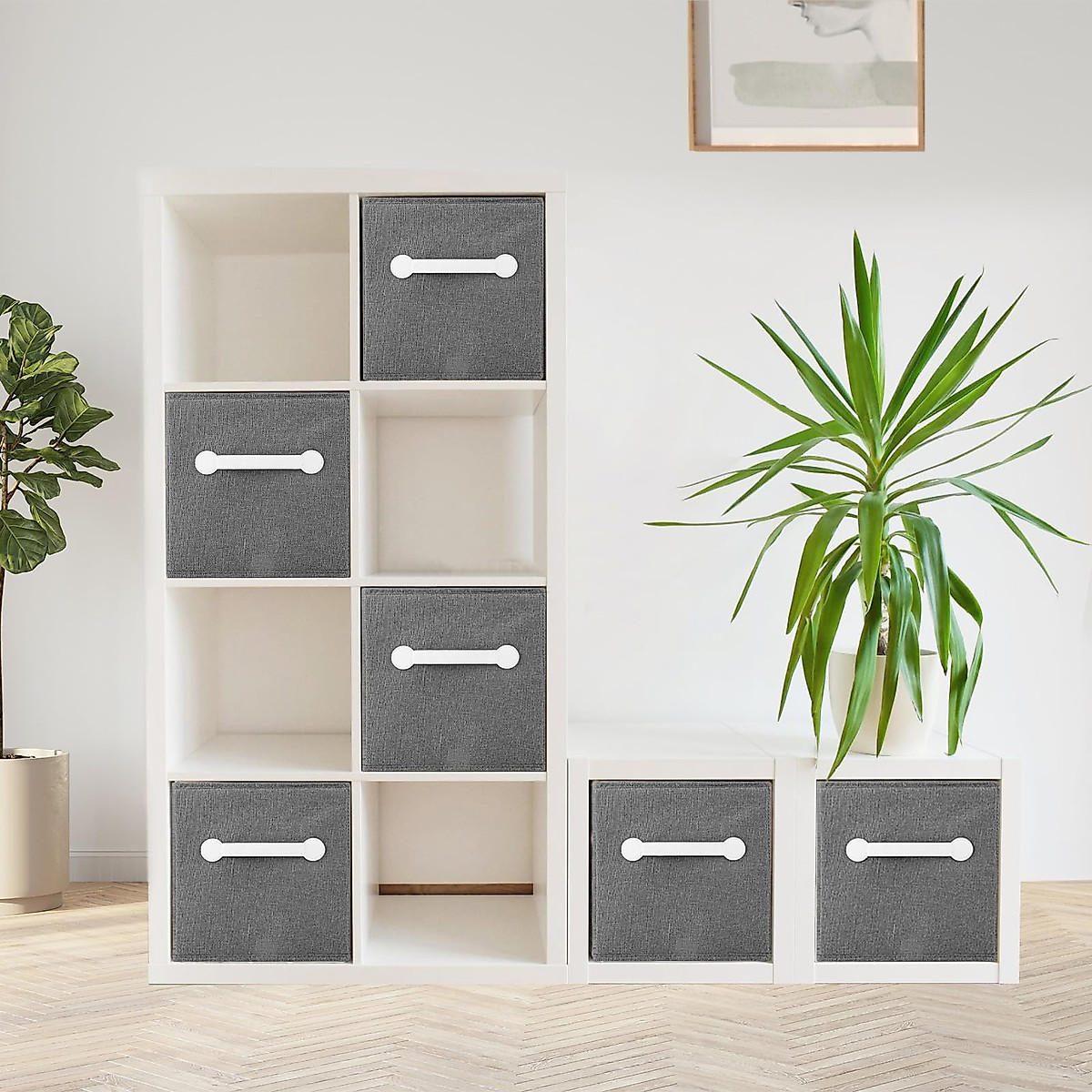 Vexqhovgalo Storage Bins Collapsible Basket - Foldable Fabric Organizing Cubes with Handles For Shelves Utility Room Bedroom Closet And Toys Large Sturdy Organizers 2 Pack (Grey)