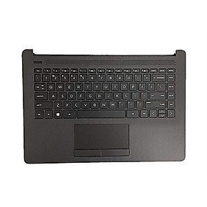 Replacement for HP 14-cm 14T-CM 14Z-CM 14-CK 14-ck 14-cm 14-dg 14q-cs 14q-cy Laptop Upper Case Palmrest Keyboard Assembly Part L23239-001 6070B1306301 Top Cover Black