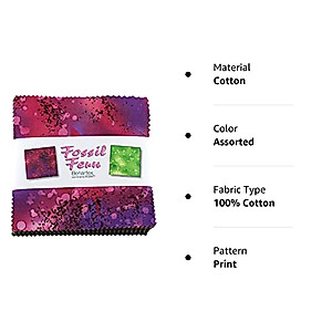 Benartex Fossil Fern Cotton Fabric 5" Squares Charm Pack Quilting Fabric Material for Sewing, 100 Cotton Square Pieces